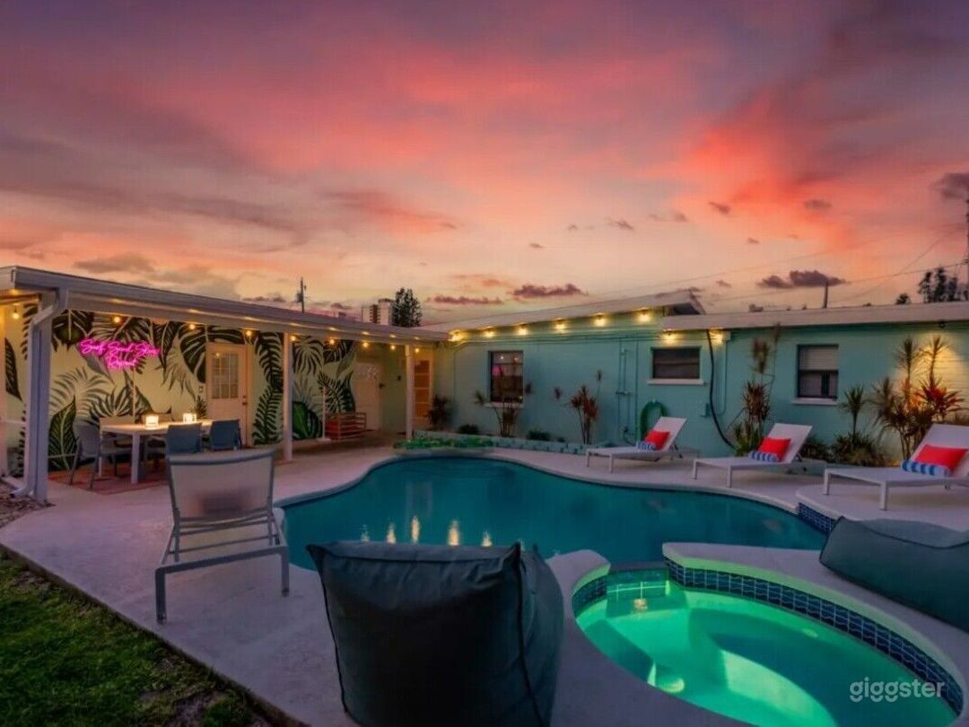 Heated Teal Pool Retreat | Rent this location on Giggster