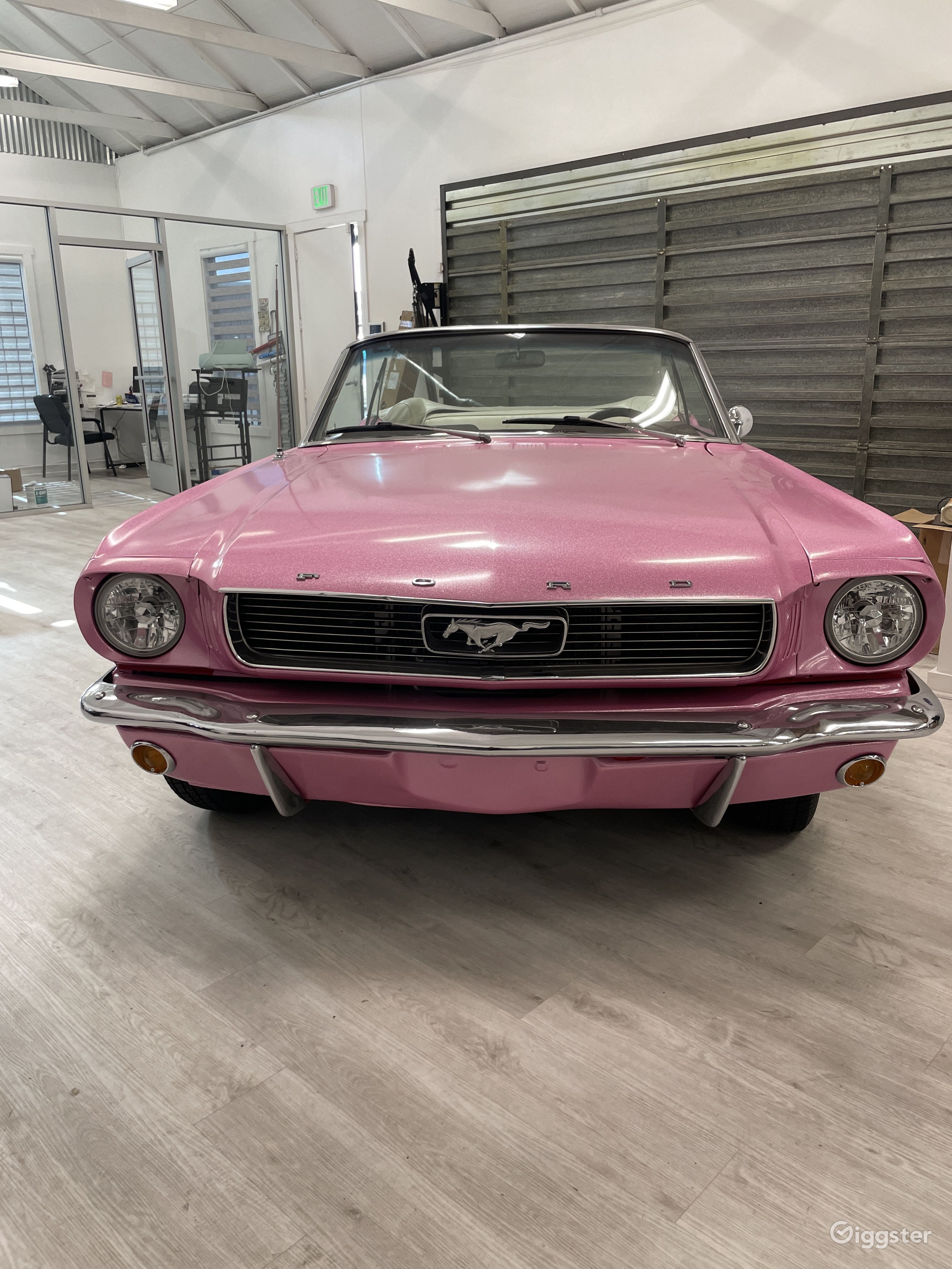 Classic California Mustang convertible Pink exterior with white ...