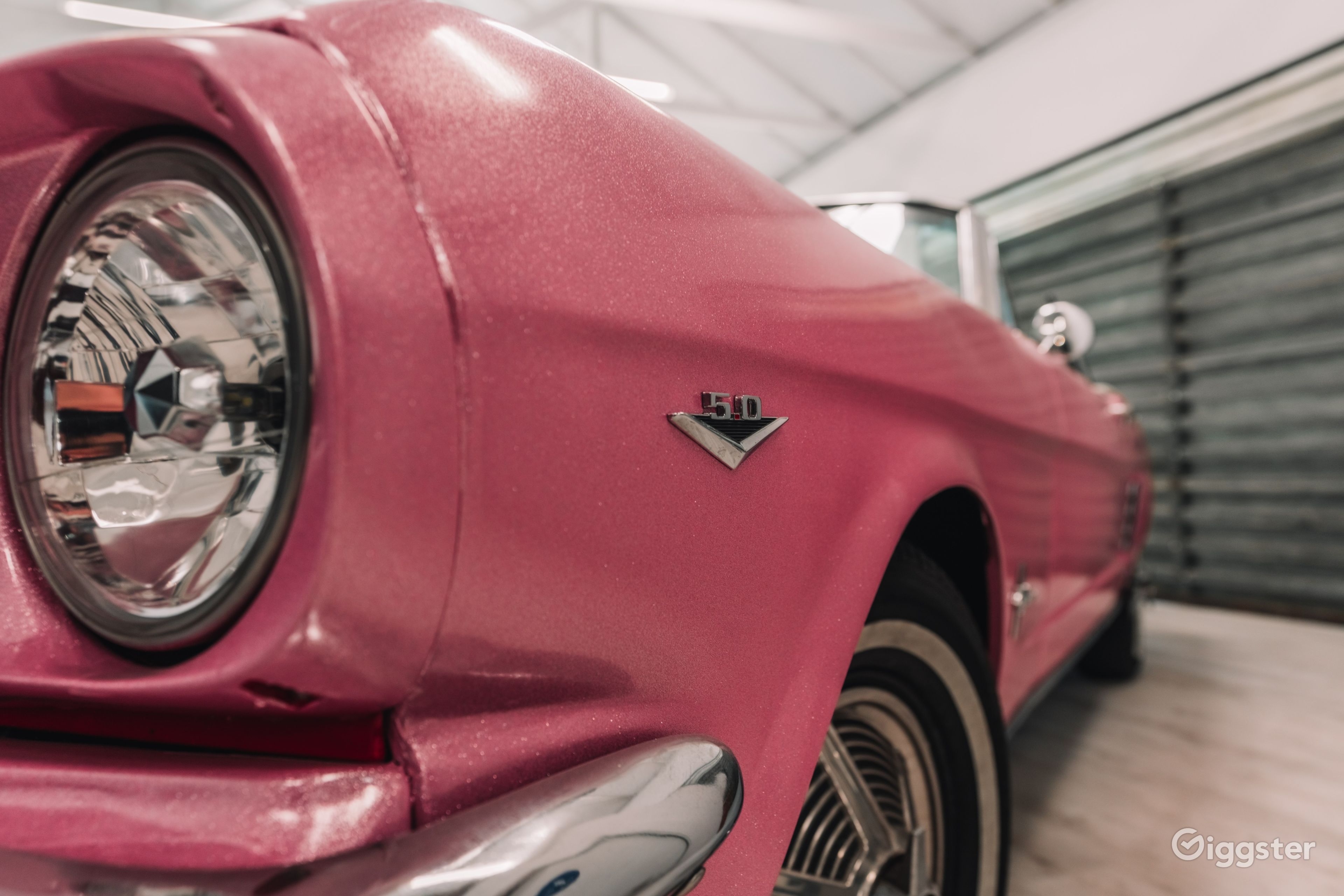 Classic California Mustang convertible Pink exterior with white ...