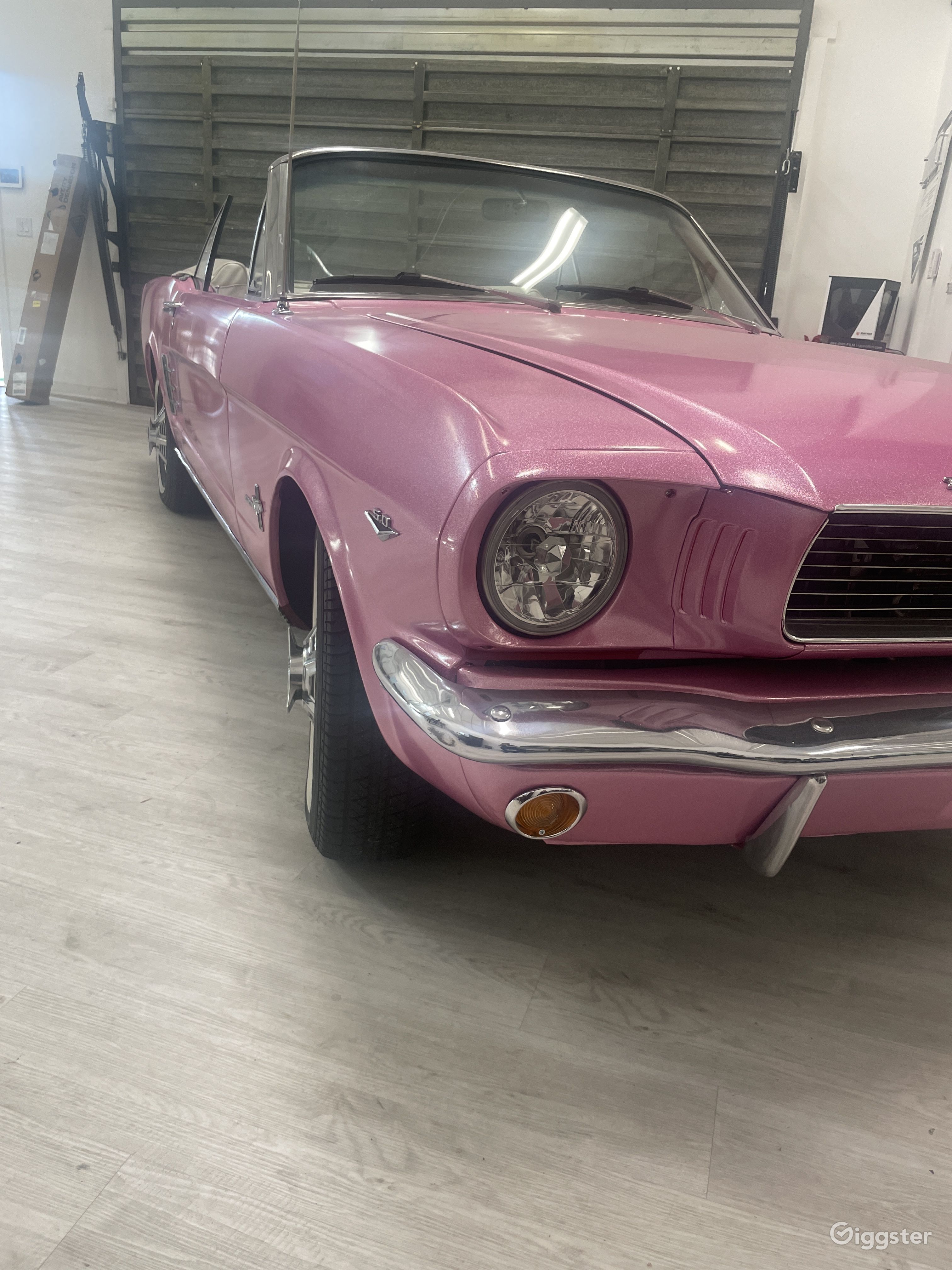 Classic California Mustang convertible Pink exterior with white ...