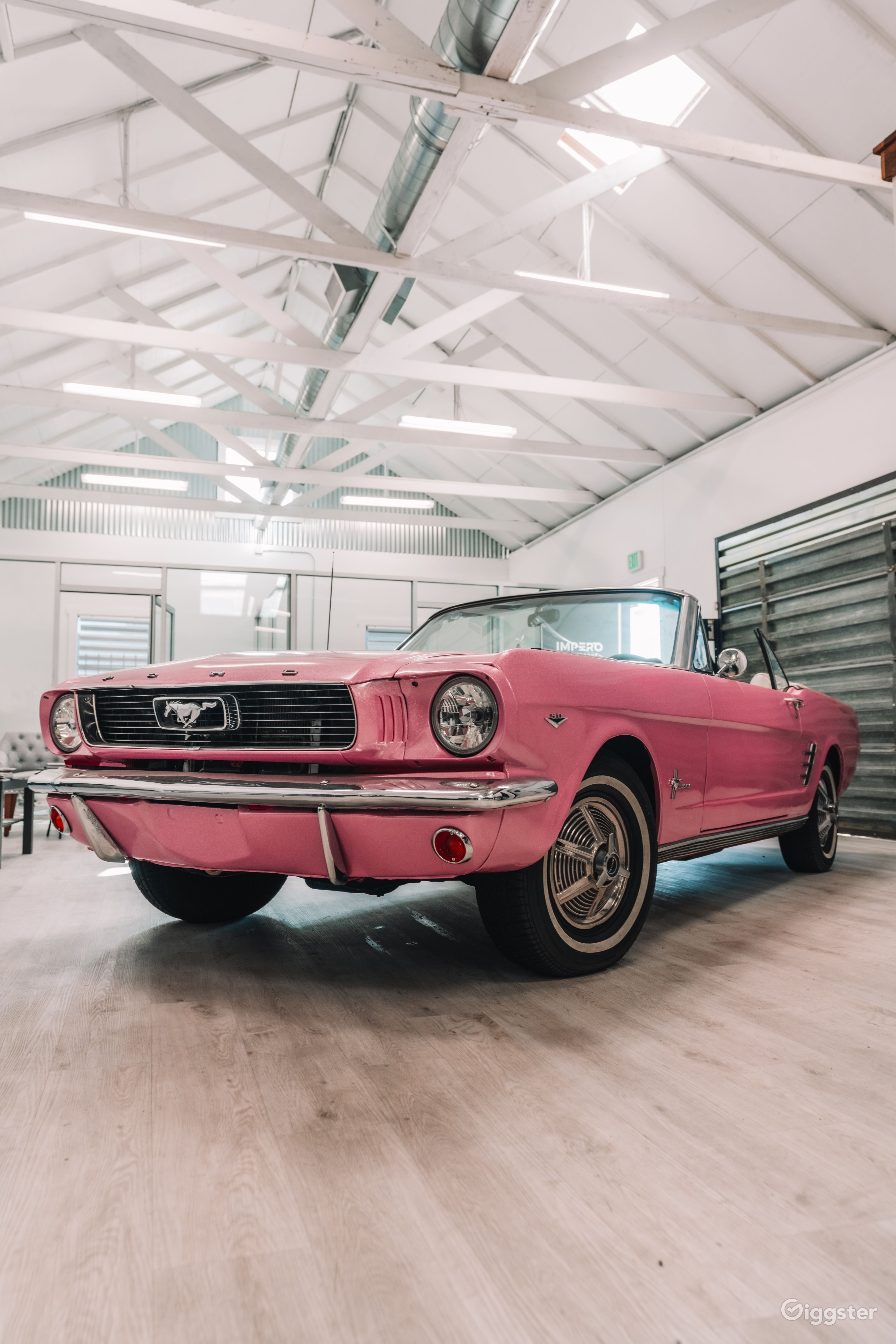 Classic California Mustang convertible Pink exterior with white ...