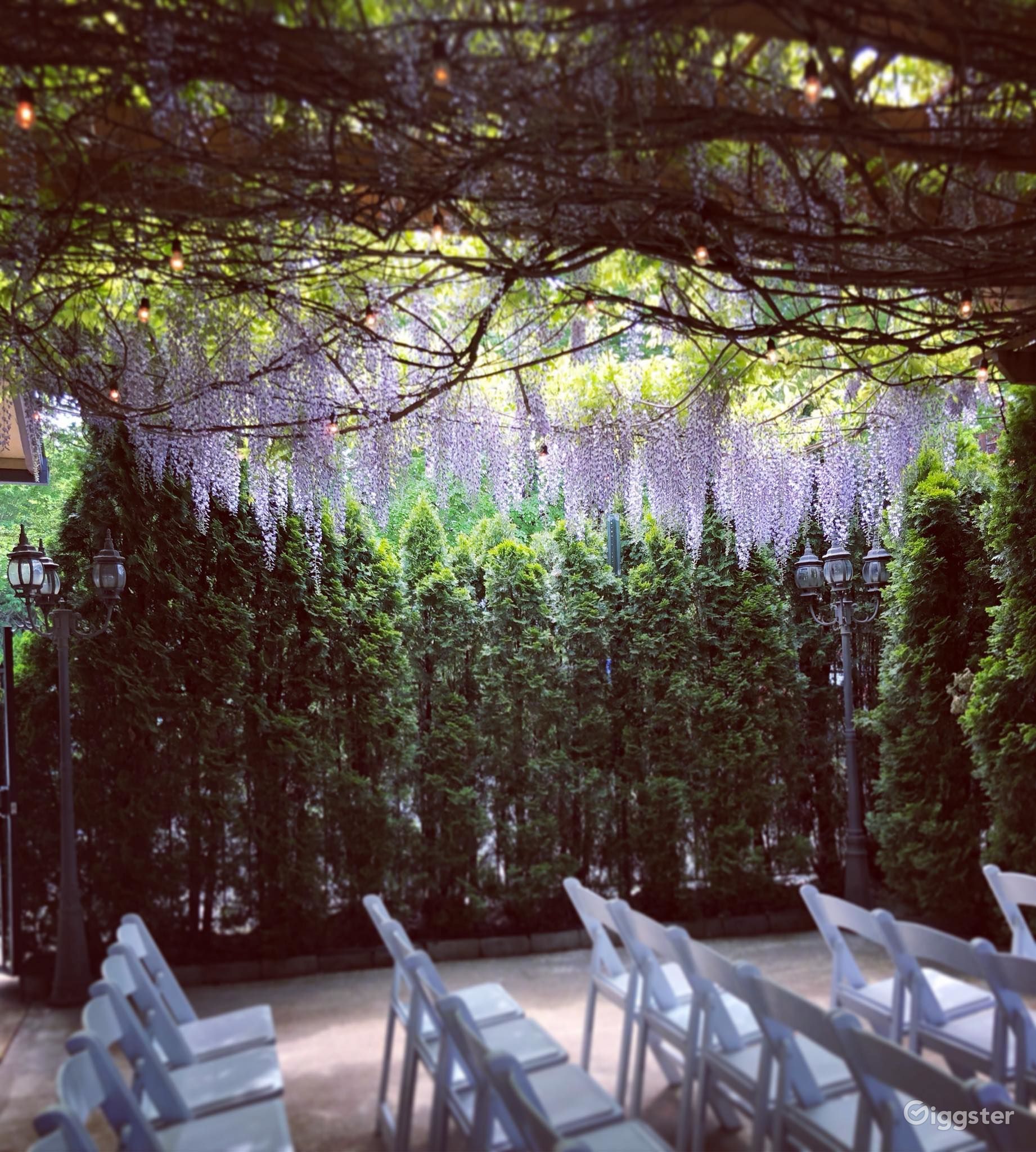 Wisteria Courtyard with beautiful wooden trellis | Rent this location ...