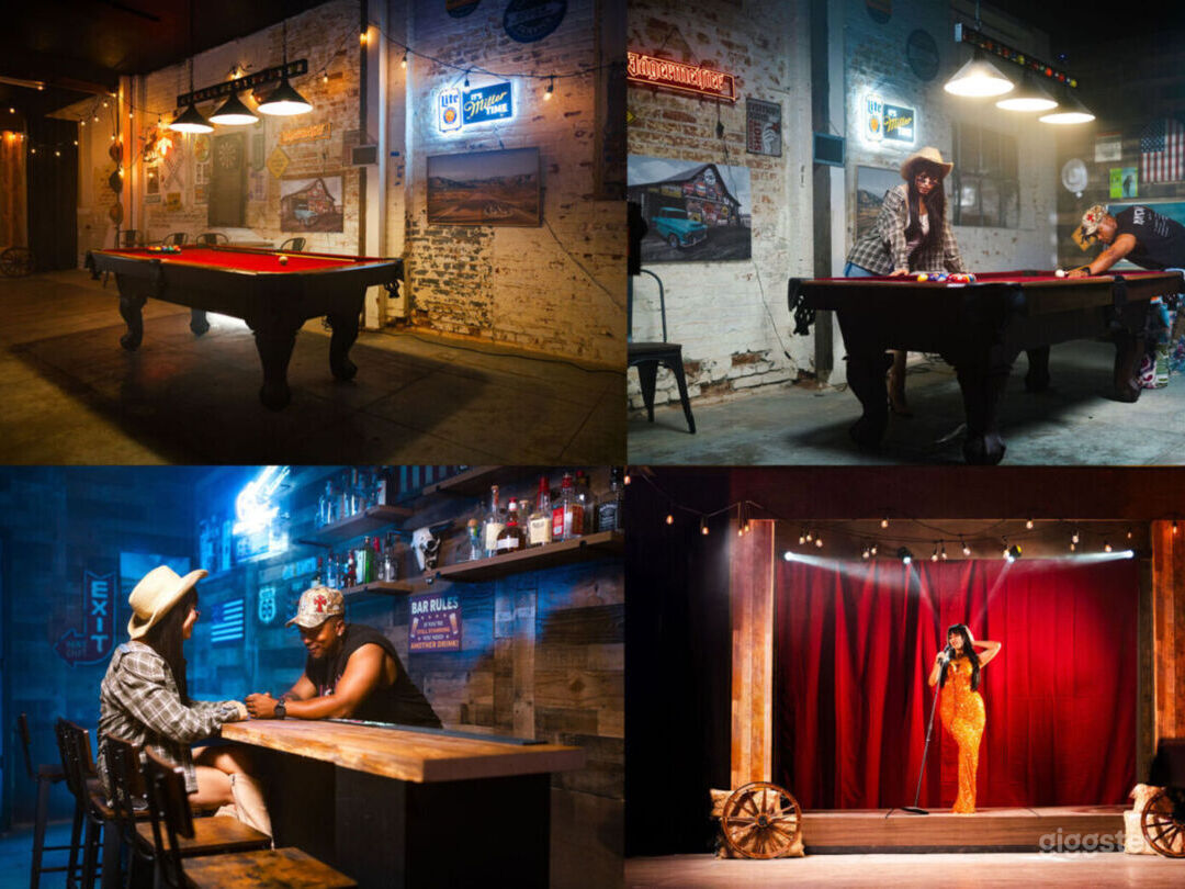 Western Country saloon bar, stage | Rent this location on Giggster