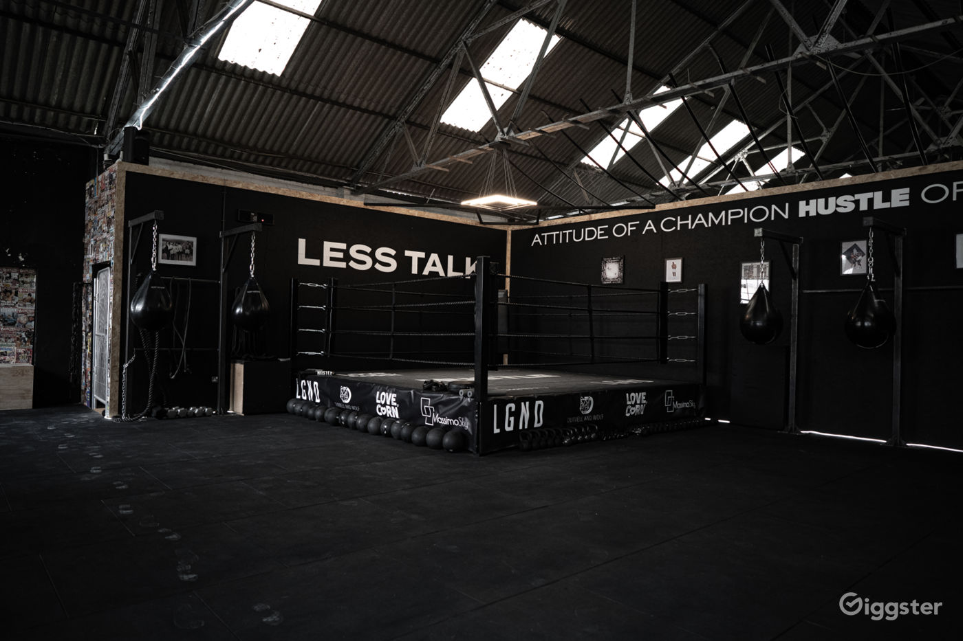 Industrial modern Boxing gym warehouse | Rent this location on Giggster
