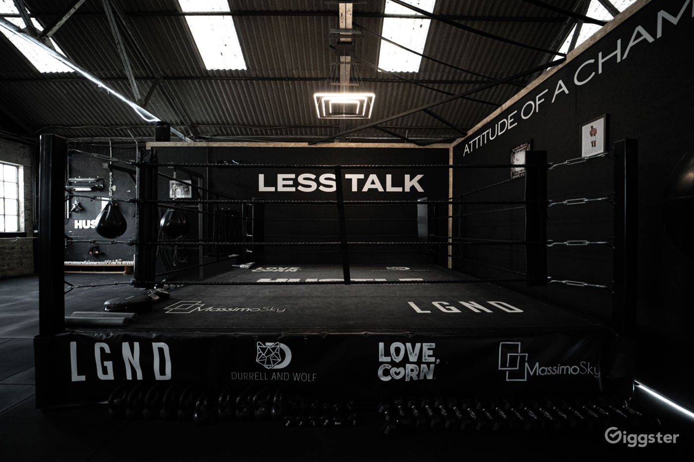 Industrial modern Boxing gym warehouse | Rent this location on Giggster