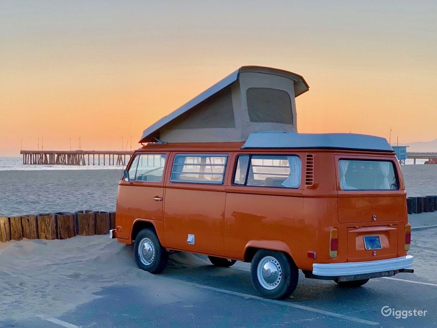 VW Camper Van Orange Surfer Bus 1973 | Rent this location on Giggster