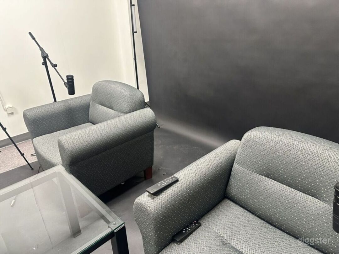 Podcast & Interview Studio | Two-Chair Setup | Clean Audio | Rent this ...