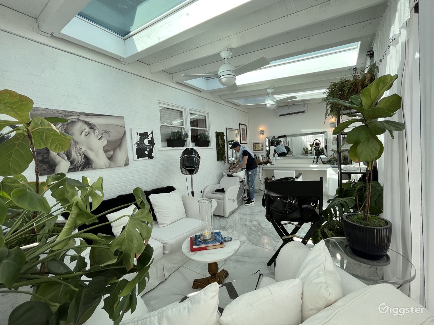 Greenhouse Sunroom Salon With Skylights | Rent this location on Giggster