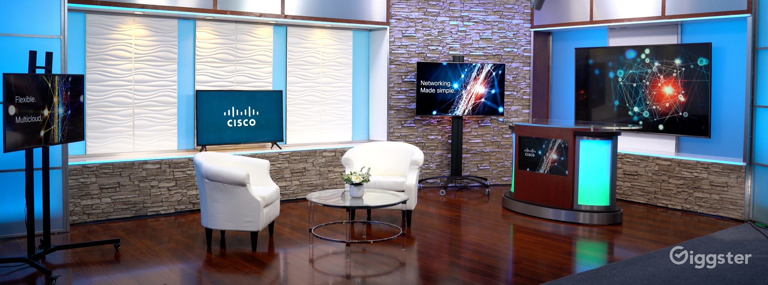 Broadcast Talk Show Studio Sets and Green Screen | Rent this location ...