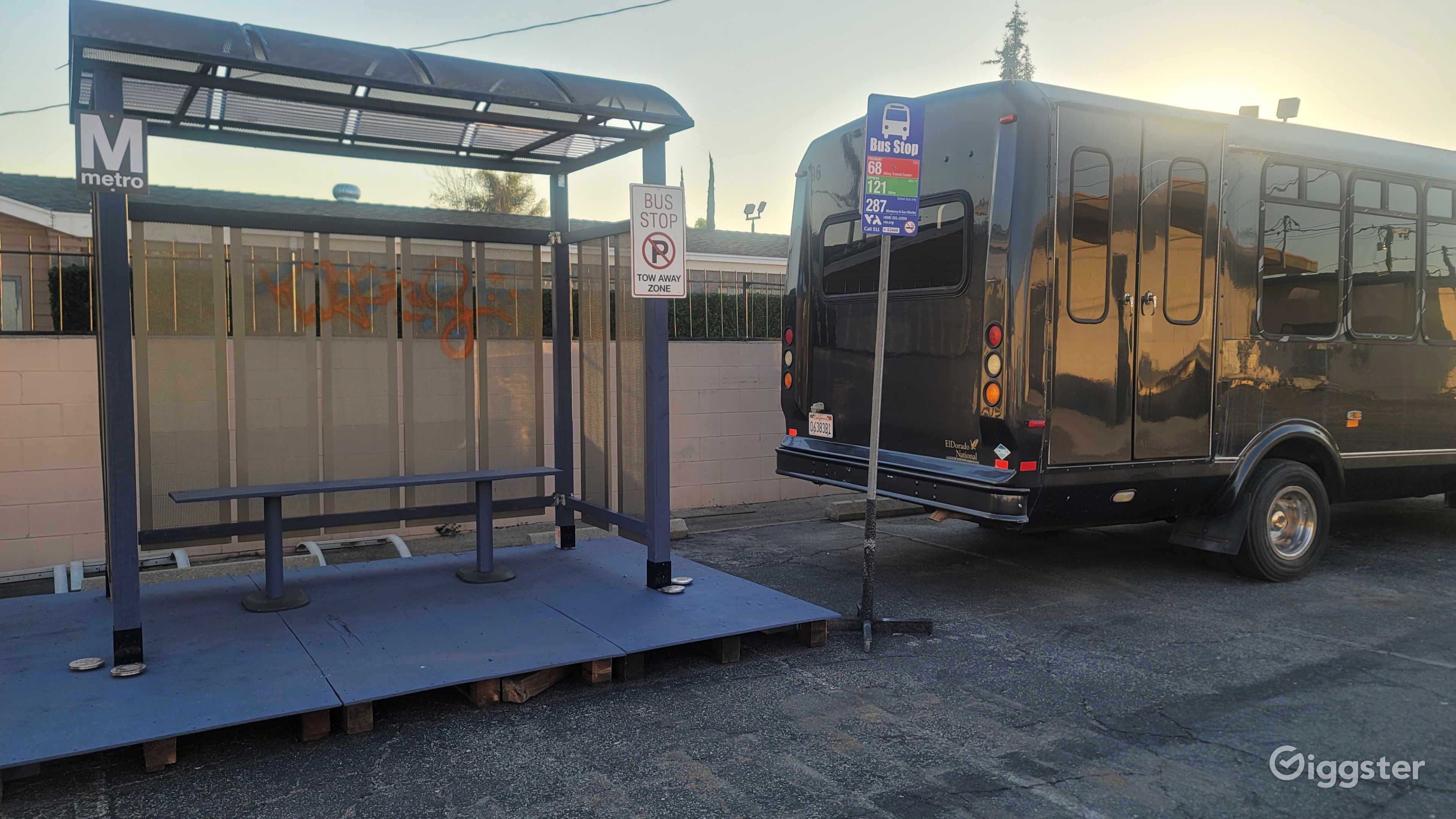 Bus stop with lot of props | Rent this location on Giggster