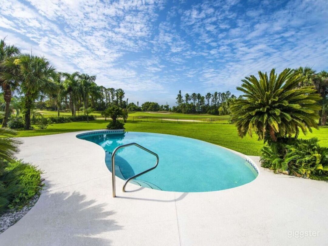 Tropical Pool & Golf Course Backdrop | Rent this location on Giggster