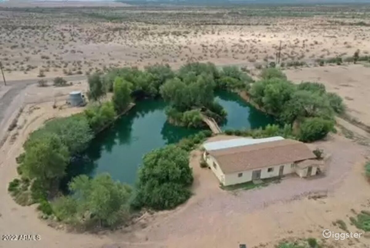 1 acre pond with fishing in the desert | Rent this location on Giggster