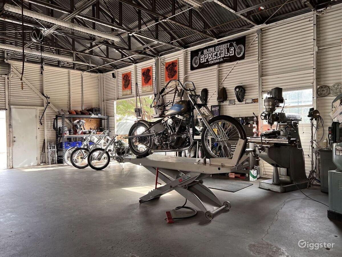 Custom Vintage Motorcycle Shop in Ventura | Rent this location on Giggster