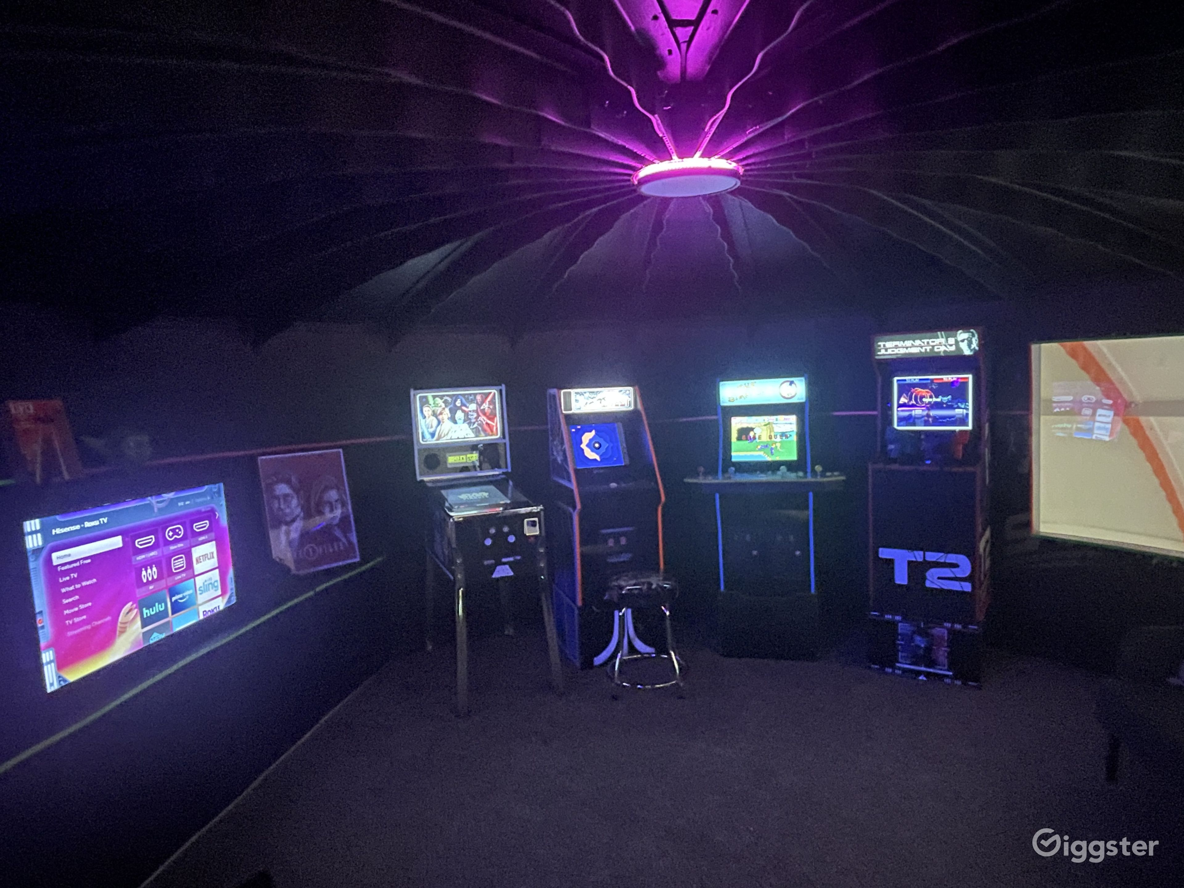 Sci-Fi Inspired Dome w/ Galaxy Loft Arcade | Rent this location on Giggster