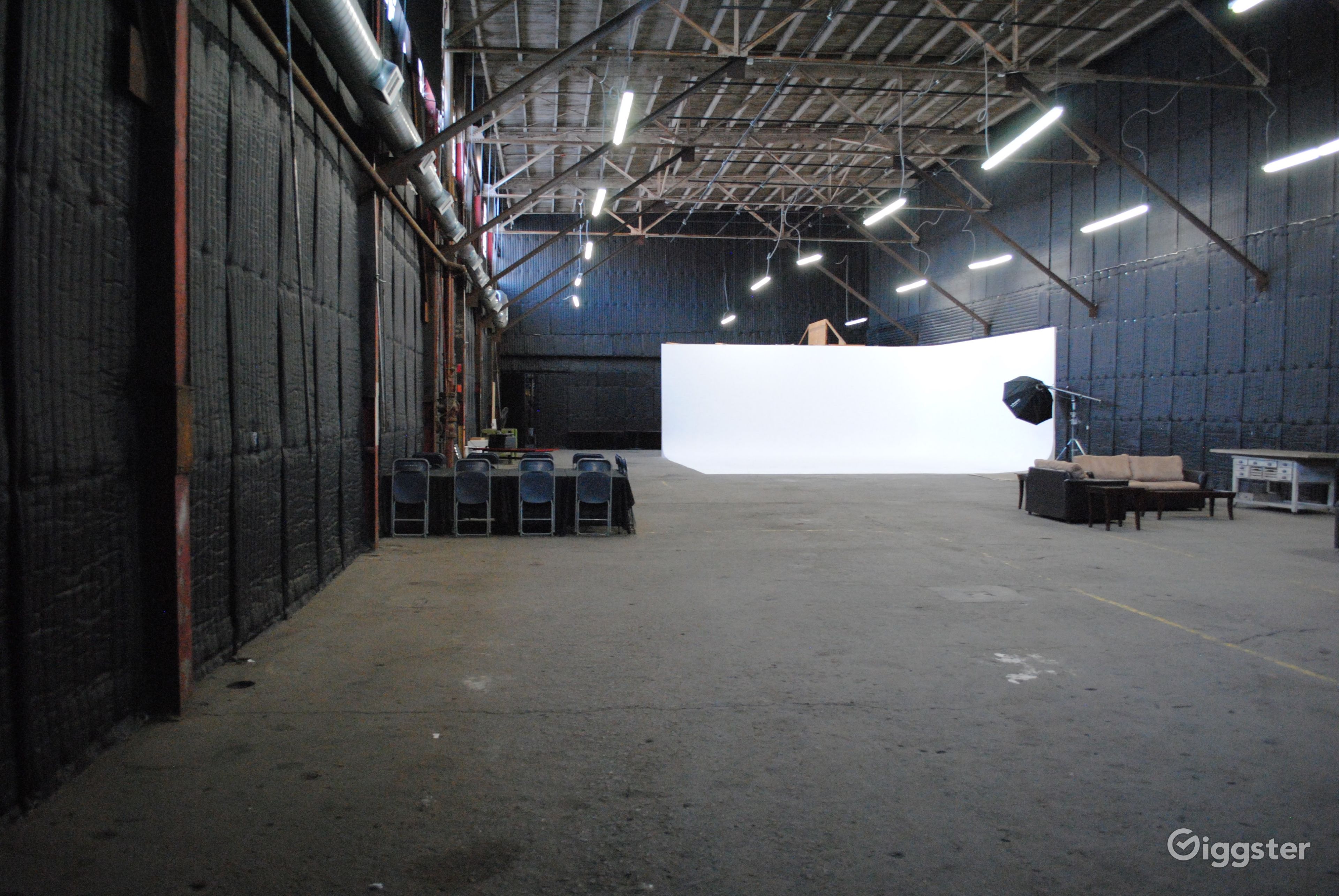 Huge Warehouse Studio + Cyc Wall + Black Soundproof | Rent this location on Giggster