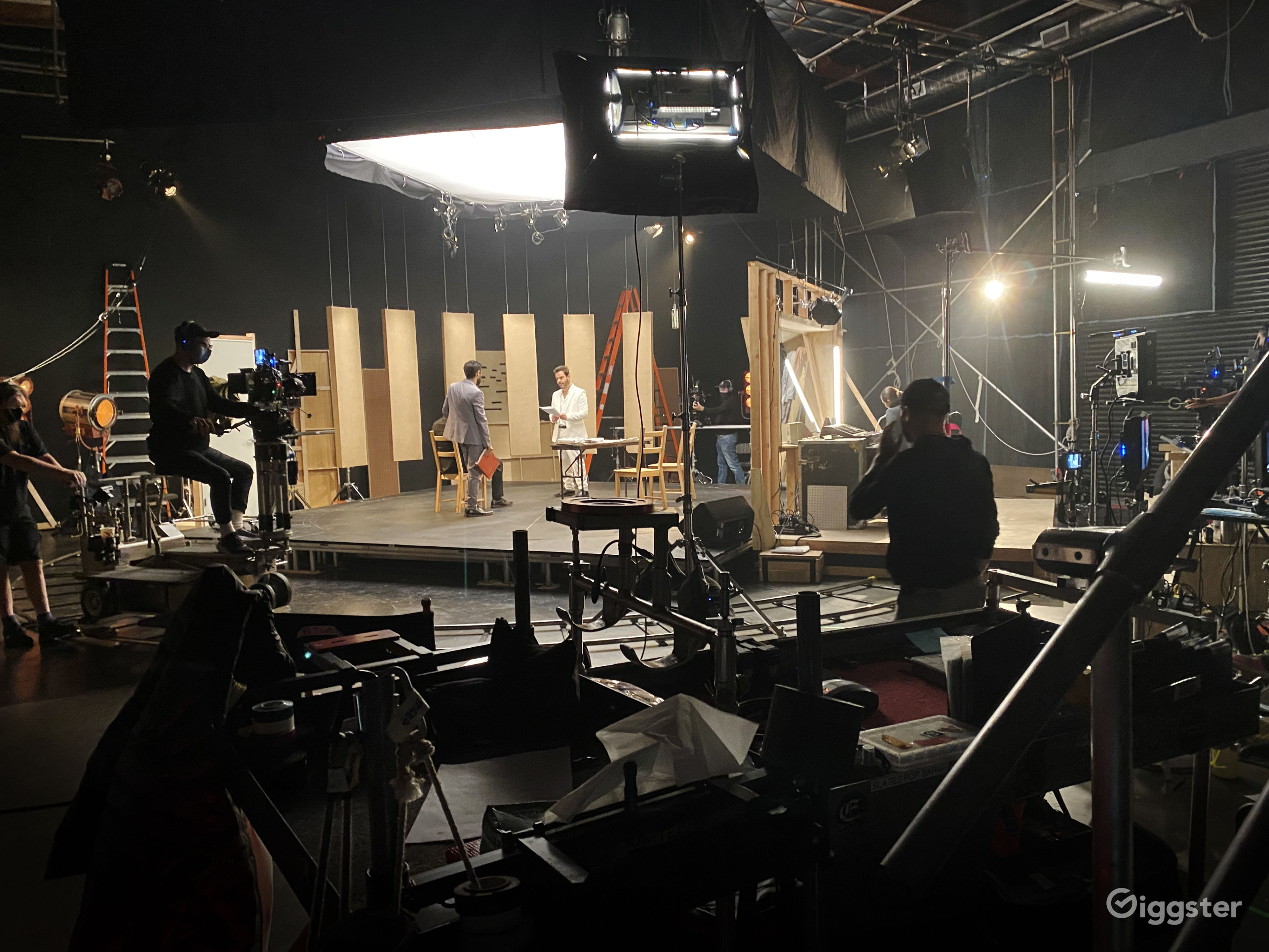 Large Black Void Blackout Stage with Grid | Rent this location on Giggster