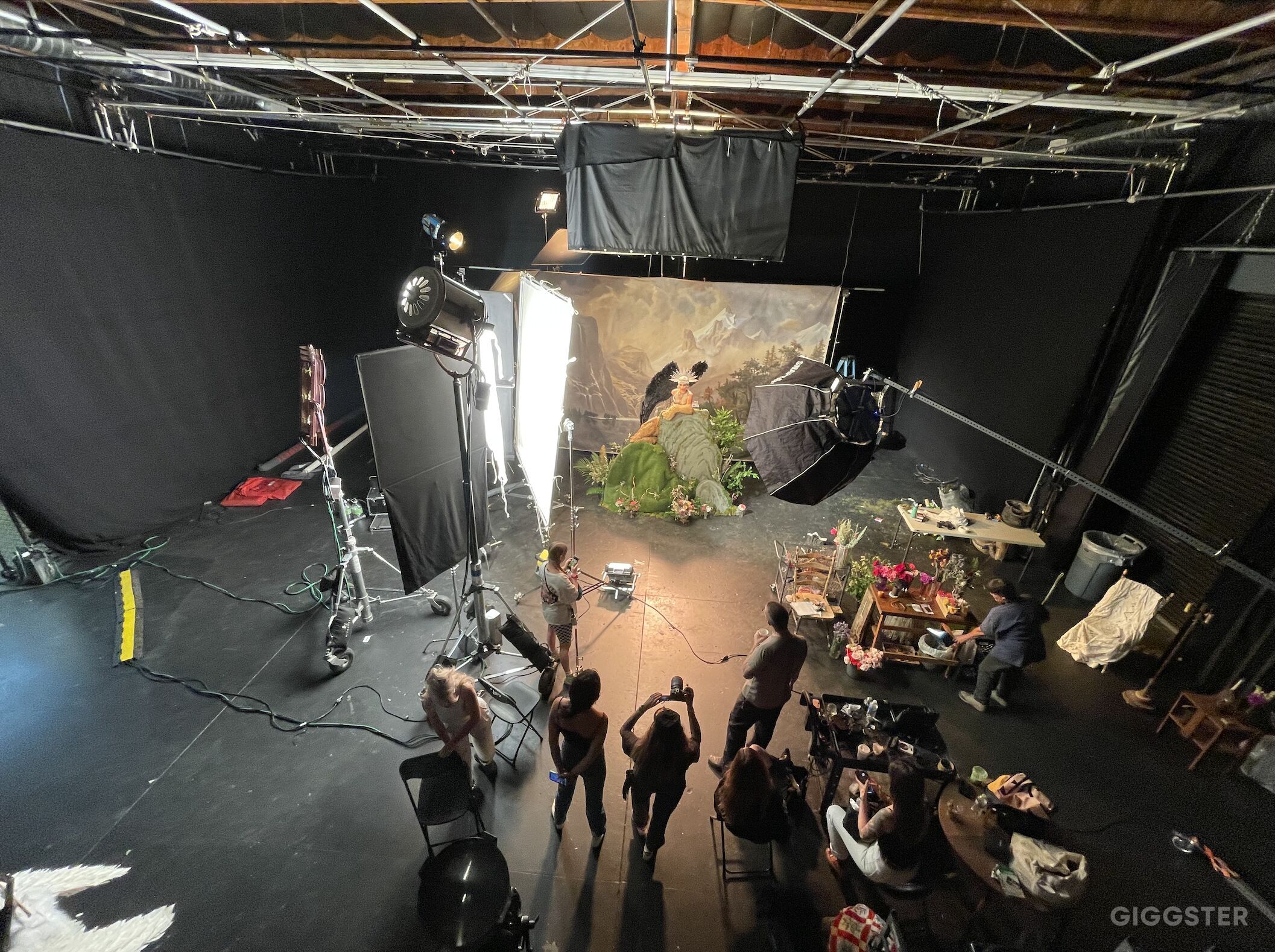 Large Black Void Blackout Stage with Grid | Rent this location on Giggster