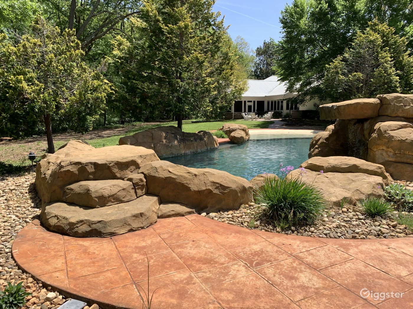 Pool House and Natural Pool with Waterfall | Rent this location on Giggster